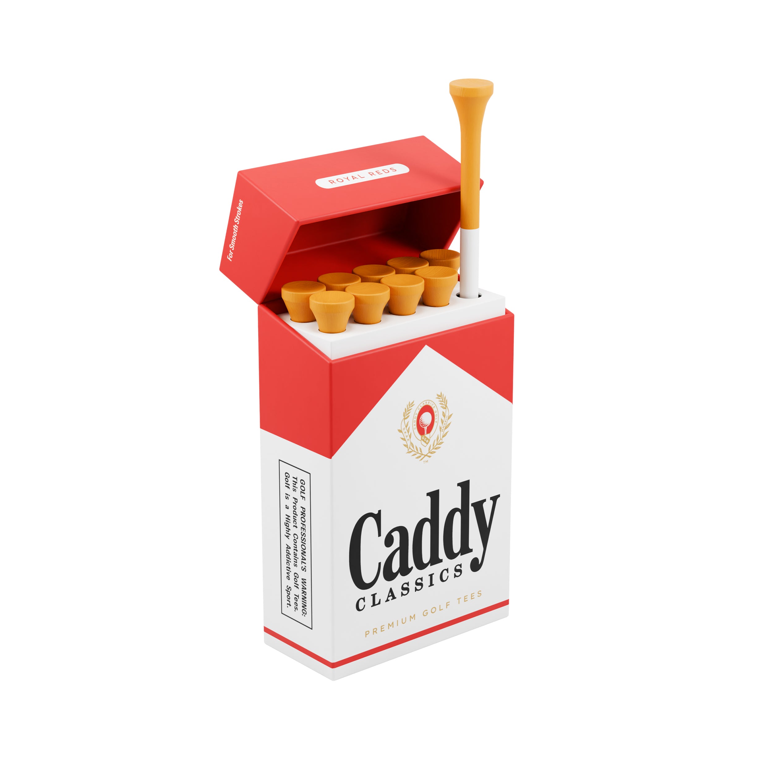 Royal Reds | Golf Tee Holder + 10 Bamboo 2¾ Inch Tees – Caddy Classics